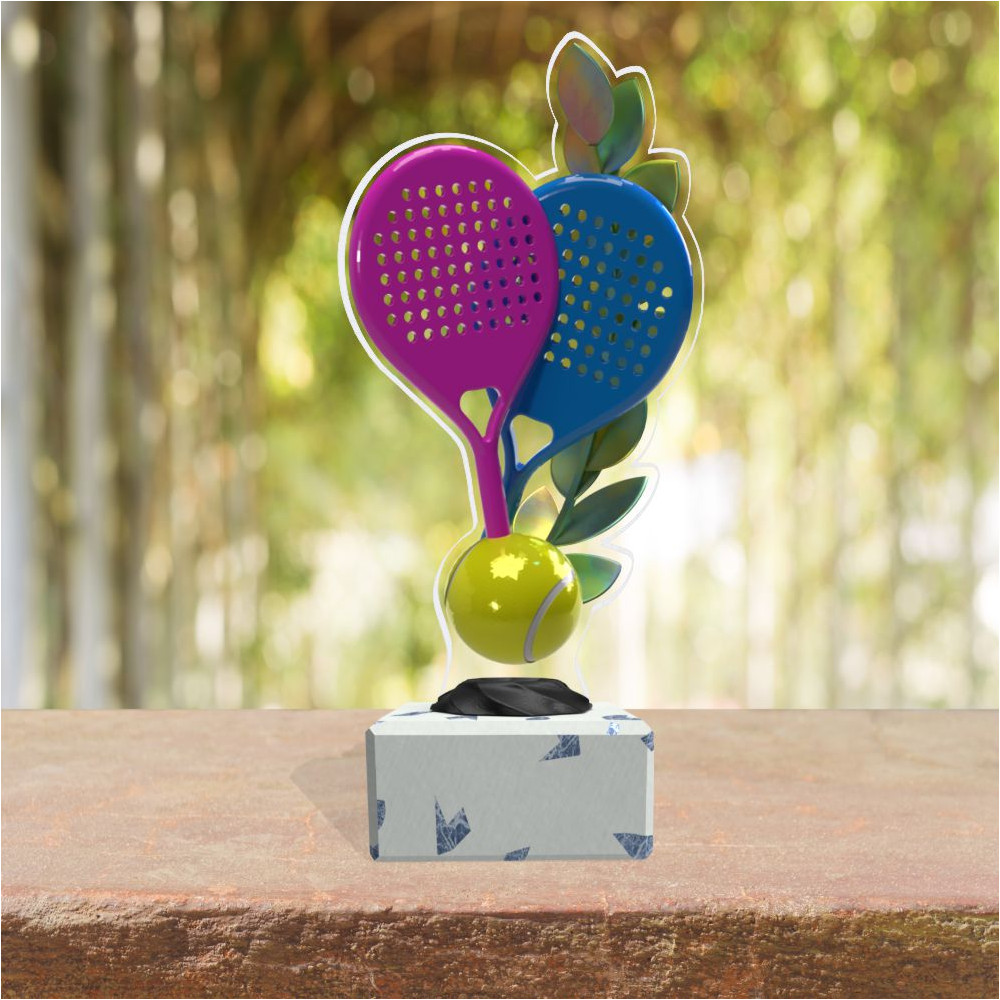 Padel trophy made of methacrylate and marble base